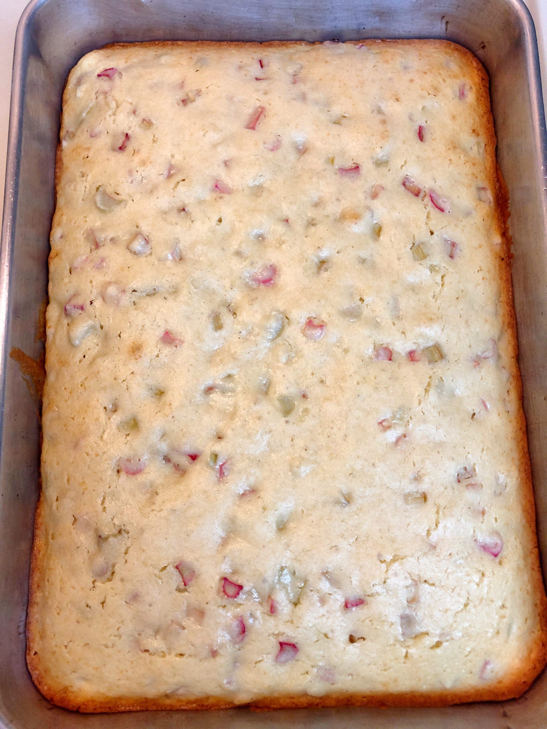 Rhubarb Cake with Vanilla Sauce - Wholesome Farmhouse Recipes
