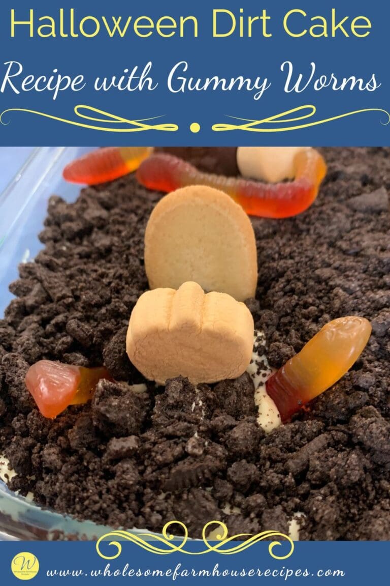 Halloween Dirt Cake Recipe with Gummy Worms - Wholesome Farmhouse Recipes
