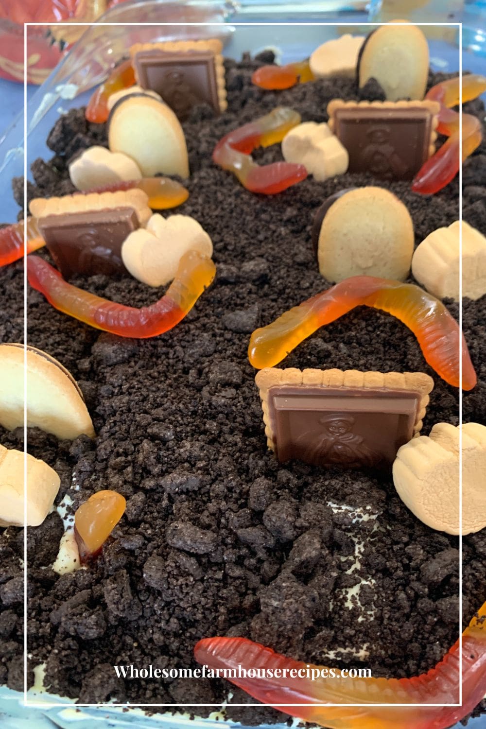 Halloween Dirt Cake Recipe with Gummy Worms - Wholesome Farmhouse Recipes