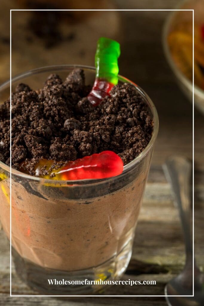 Halloween Dirt Cake Recipe with Gummy Worms - Wholesome Farmhouse Recipes