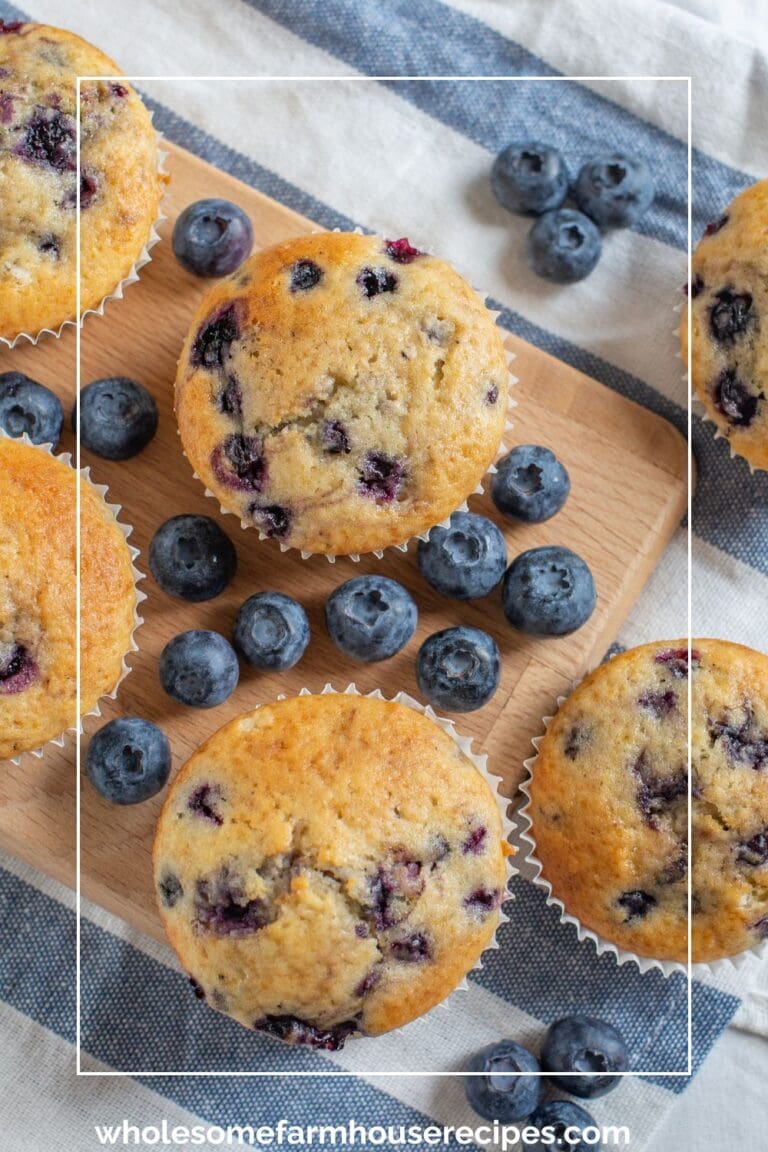 Quick Easy Homemade Blueberry Muffins Recipe - Wholesome Farmhouse Recipes