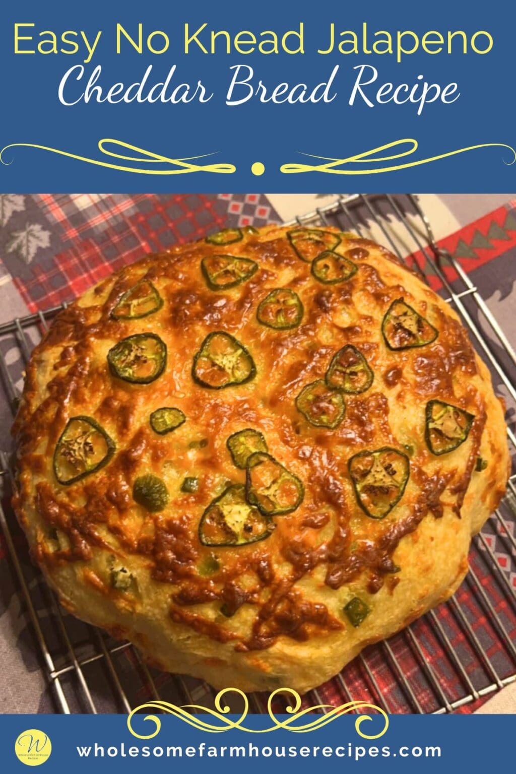 Easy No Knead Jalapeno Cheddar Bread Recipe - Wholesome Farmhouse Recipes